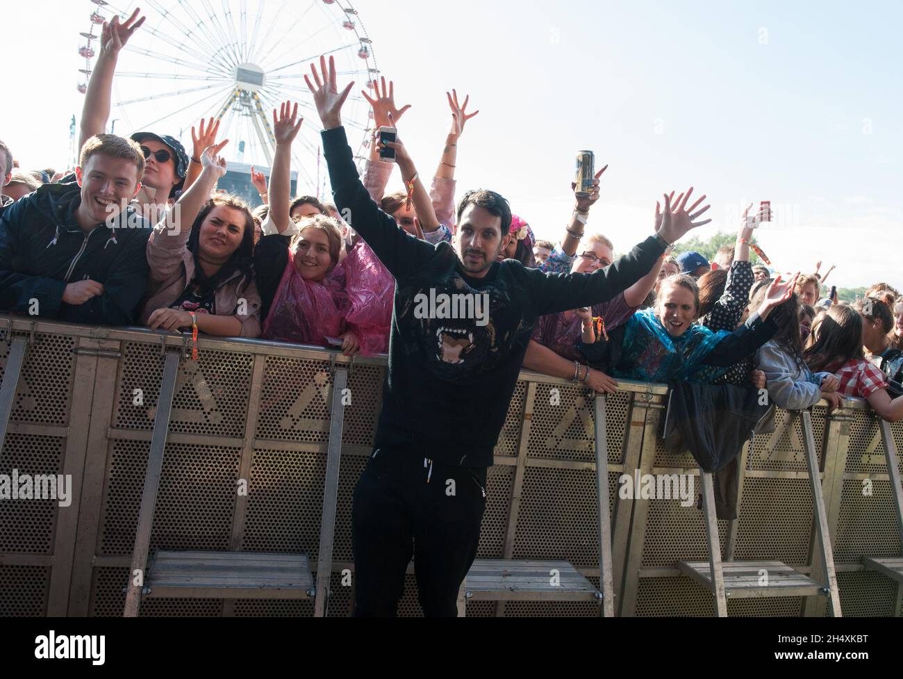 Magician Dynamo posing with the Festival goers at Parklife Weekender ...