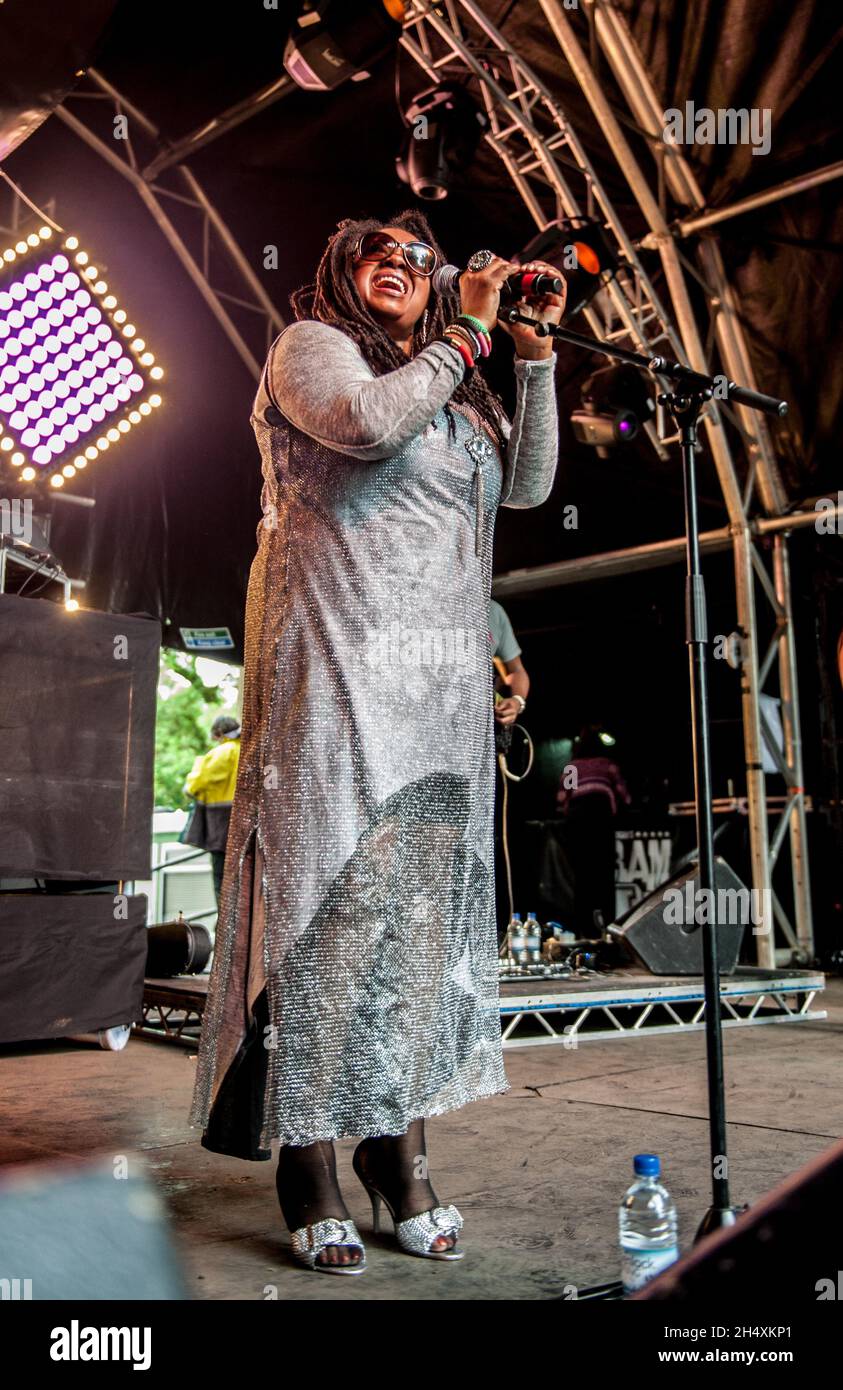 Caron Wheeler of Soul II Soul live on stage on 2nd day of Parklife ...