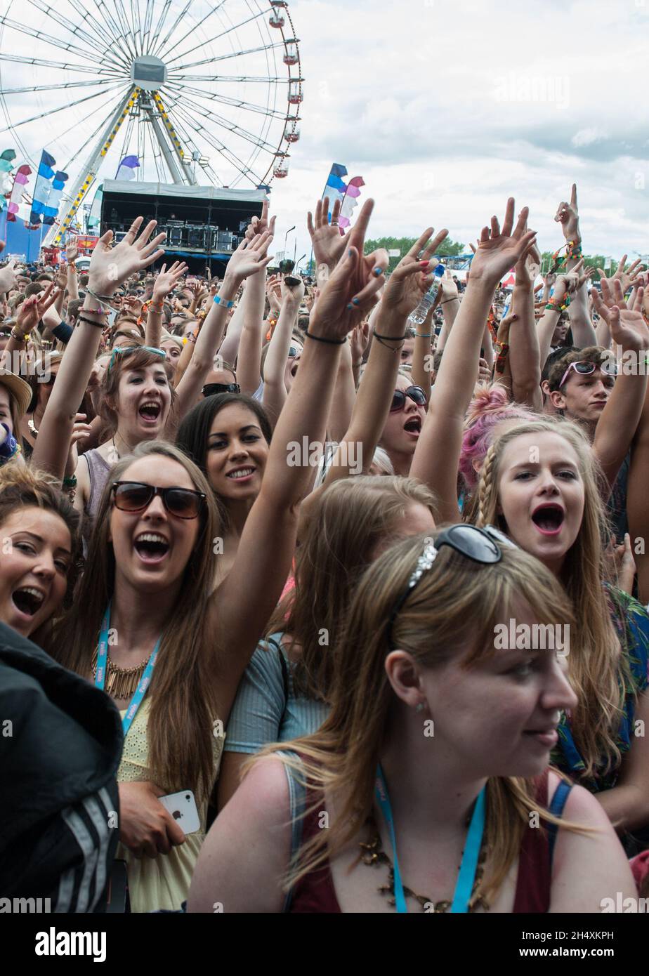 Festival goers at Parklife Weekender festival on 8th June 2014 in ...
