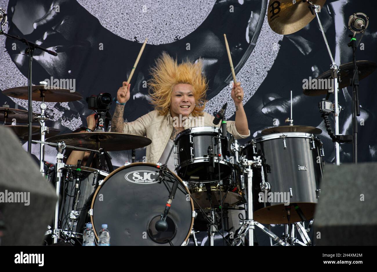 Amano Tatsuya of Crossfaith live on stage during day one of Download ...