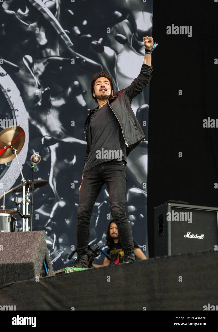 Koie Kenta of Crossfaith live on stage during day one of Download ...