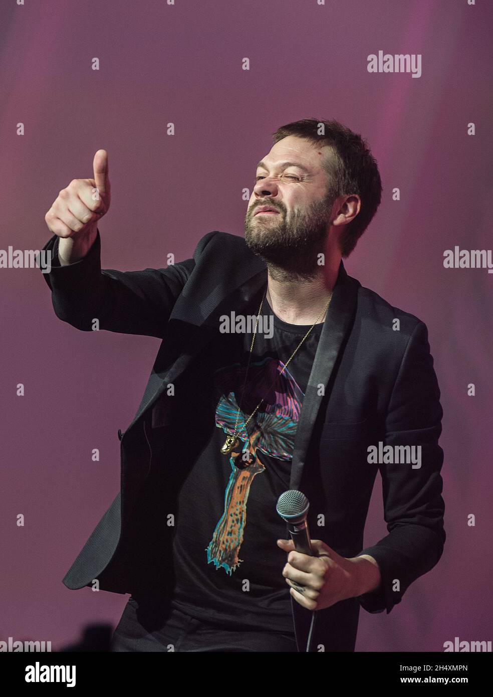 Tom Meighan of Kasabian live on stage during their largest ever home ...