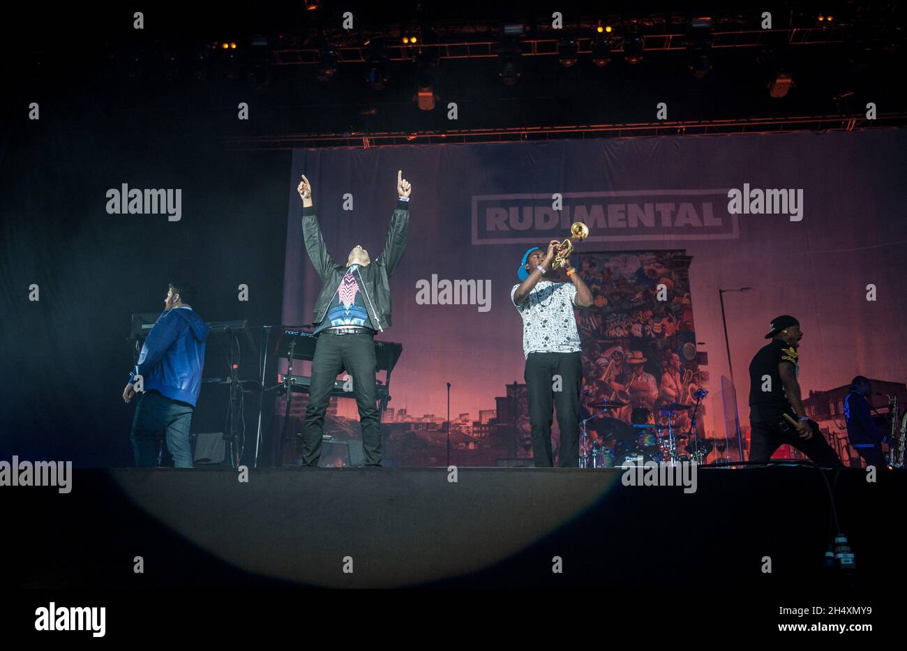 DJ Locksmith of Rudimental live on stage on day 1 of Wireless Festival ...