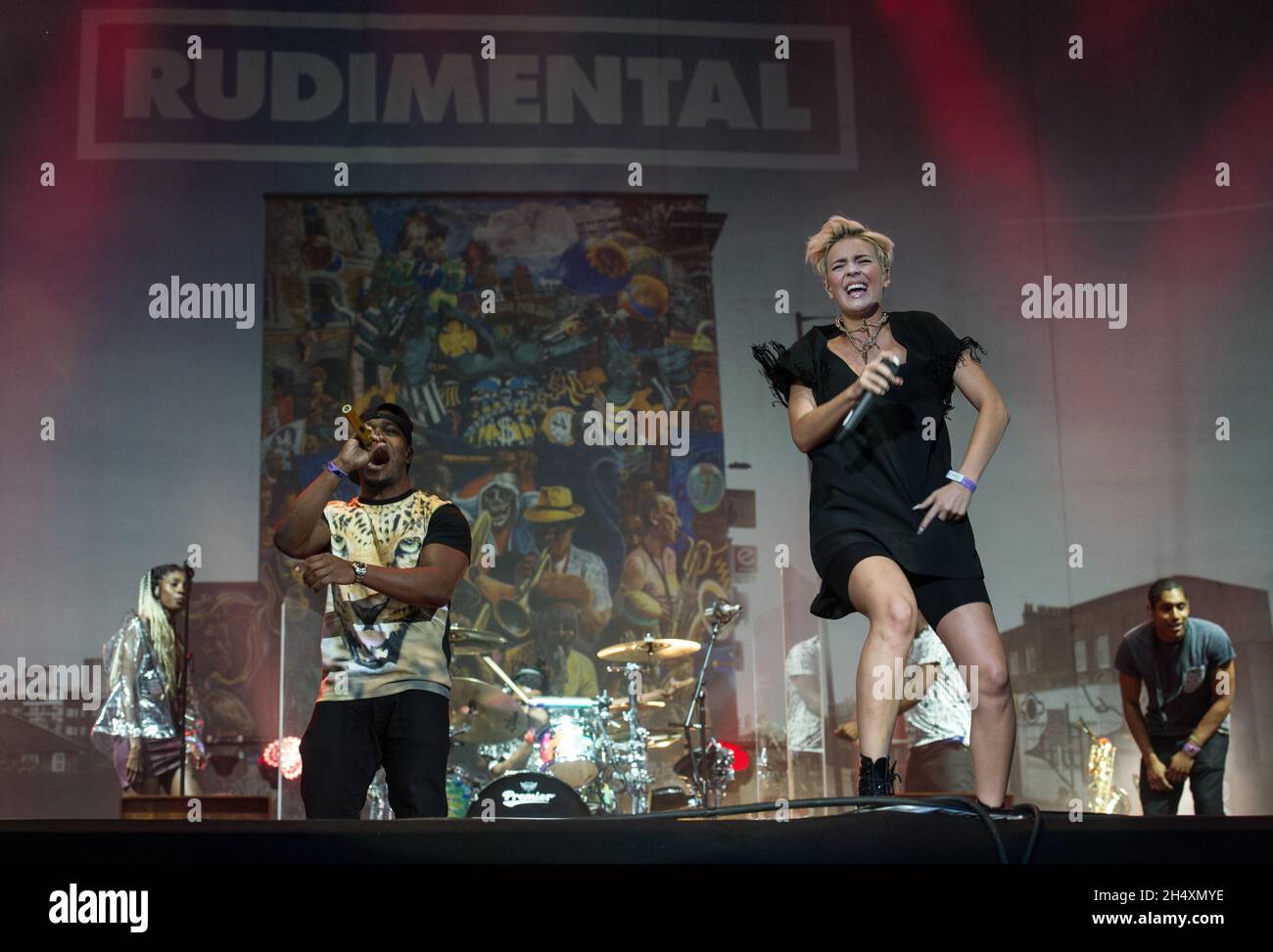 Anne-Marie Nicholson and DJ Locksmith of Rudimental live on stage on ...