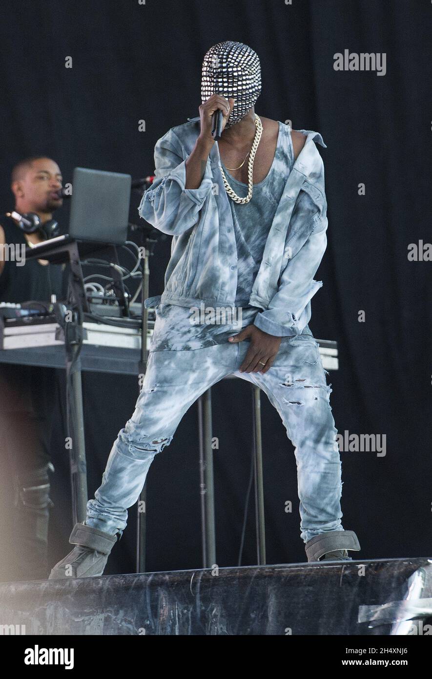 Kanye West live on stage on day 3 of Wireless Festival on 6th July in ...