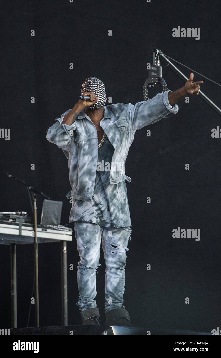 Kanye West live on stage on day 3 of Wireless Festival on 6th July in ...