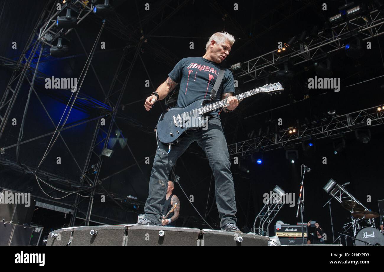Billy Graziadei of Biohazard live on stage on day 3 of Bloodstock Open ...