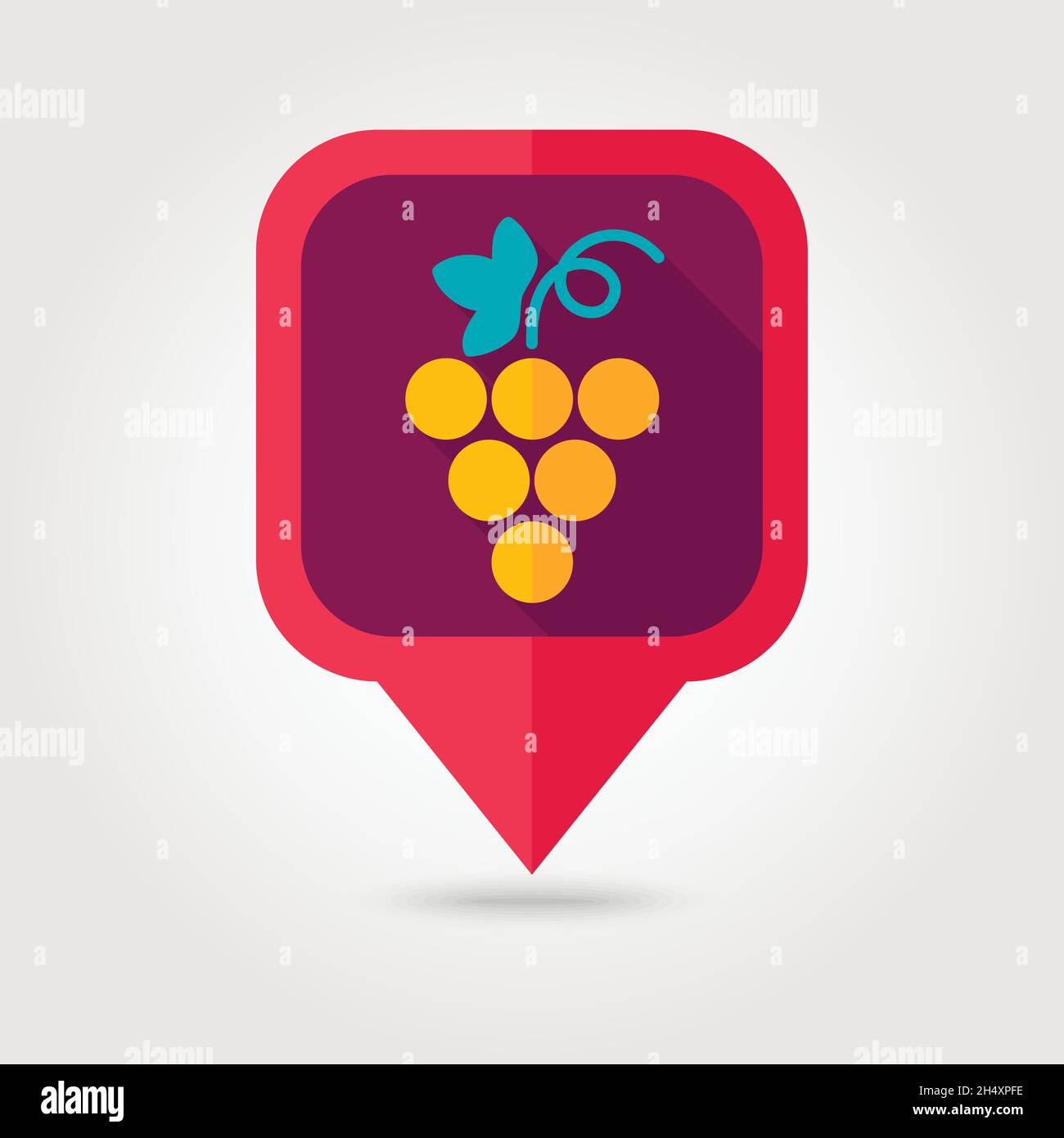 Grapes flat vector pin map icon. Map pointer. Map markers. Fruit ...
