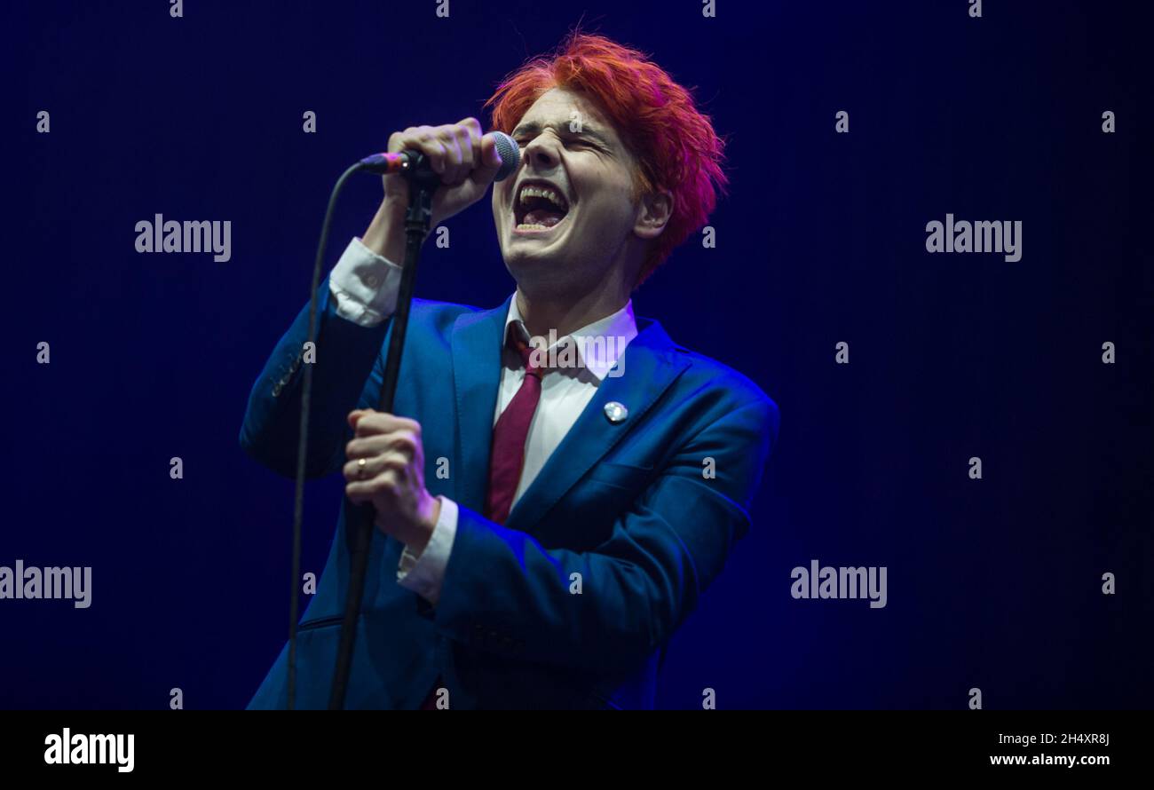 Gerard Way live on stage on day 2 at Leeds Festival on 23rd August 2014 ...