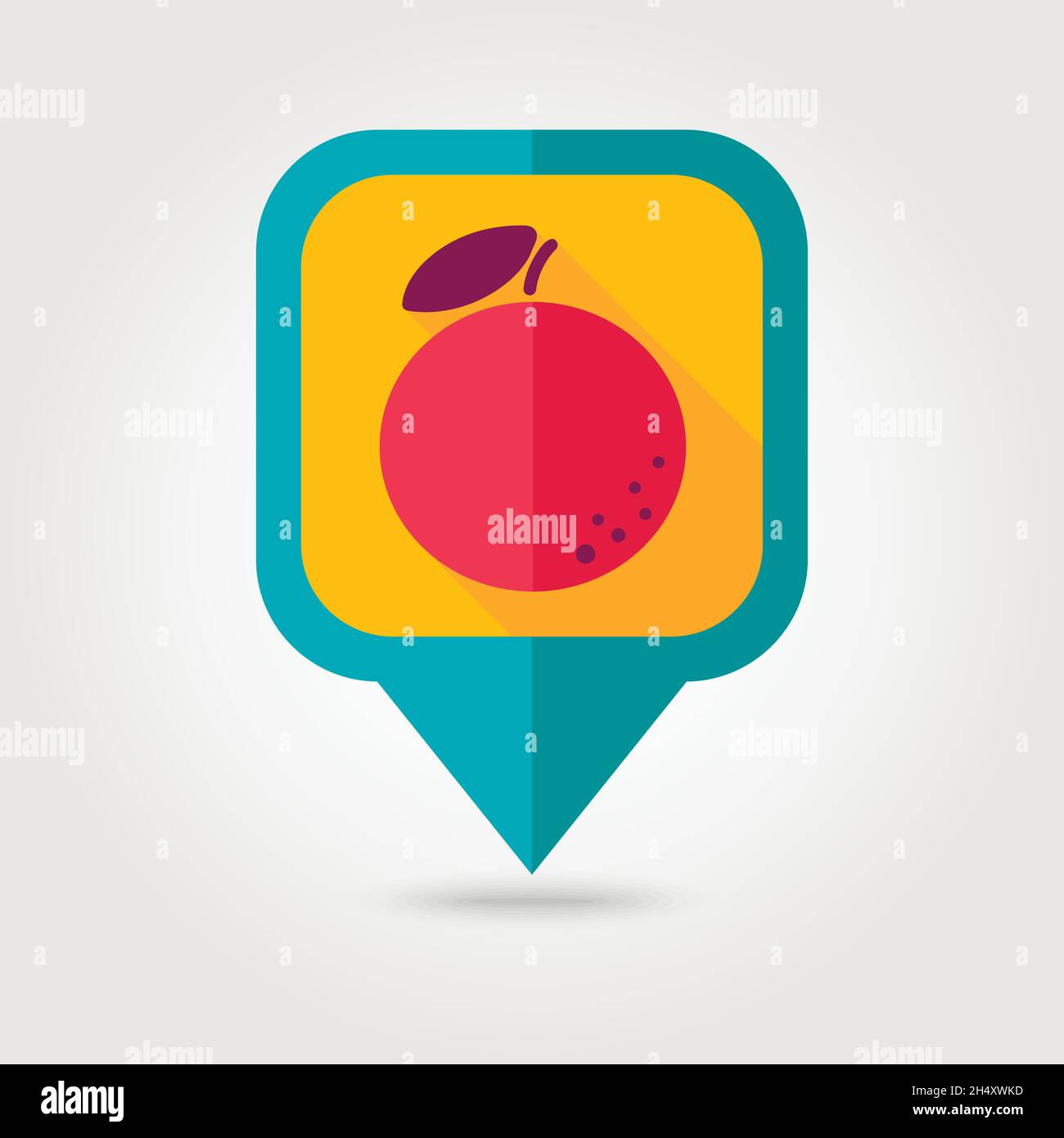 Orange flat vector pin map icon. Map pointer. Map markers. Tropical ...