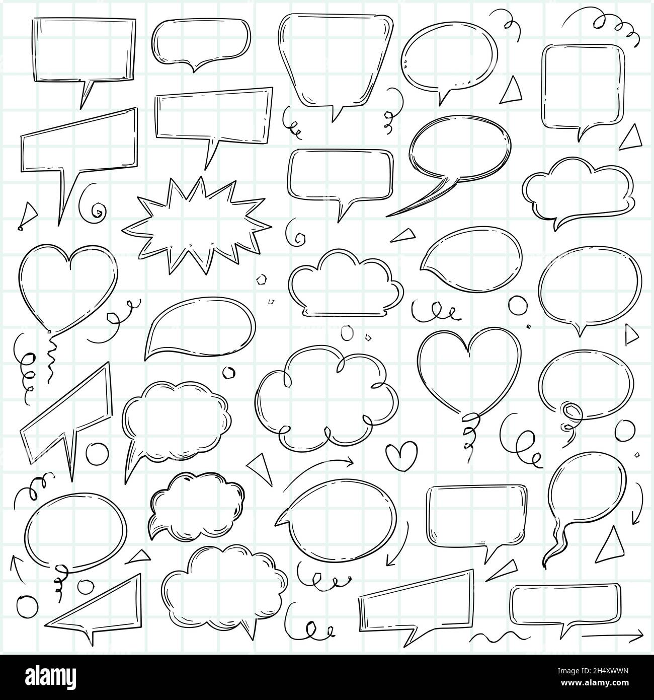 Hand draw doodle blank speech chat bubbles sketch Stock Vector Image ...