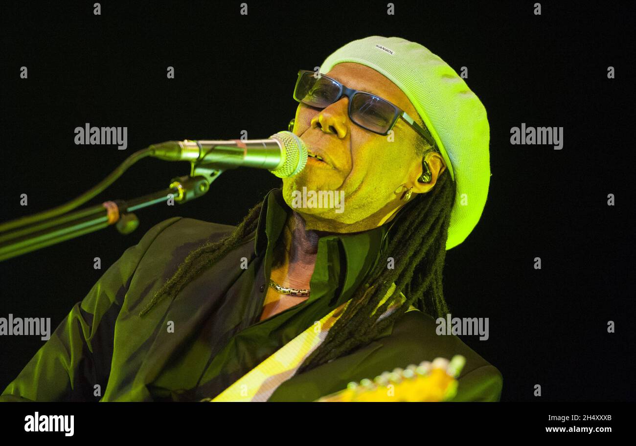 Nile Rodgers of CHIC performing live on stage at the 02 Academy on ...
