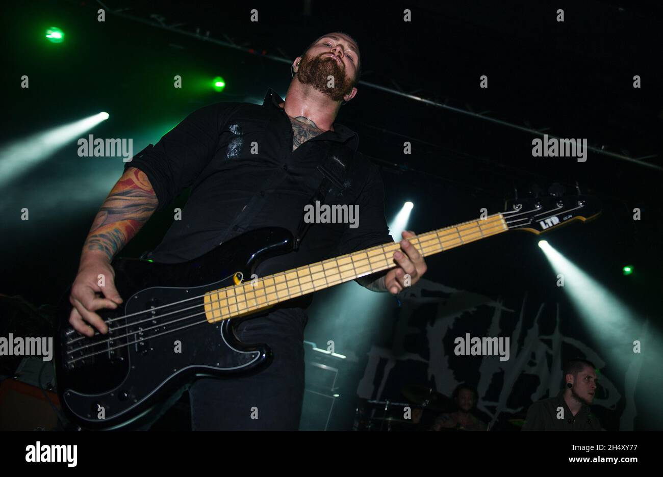 Gabe Crisp of Whitechapel performing live on stage during IMPERICON ...
