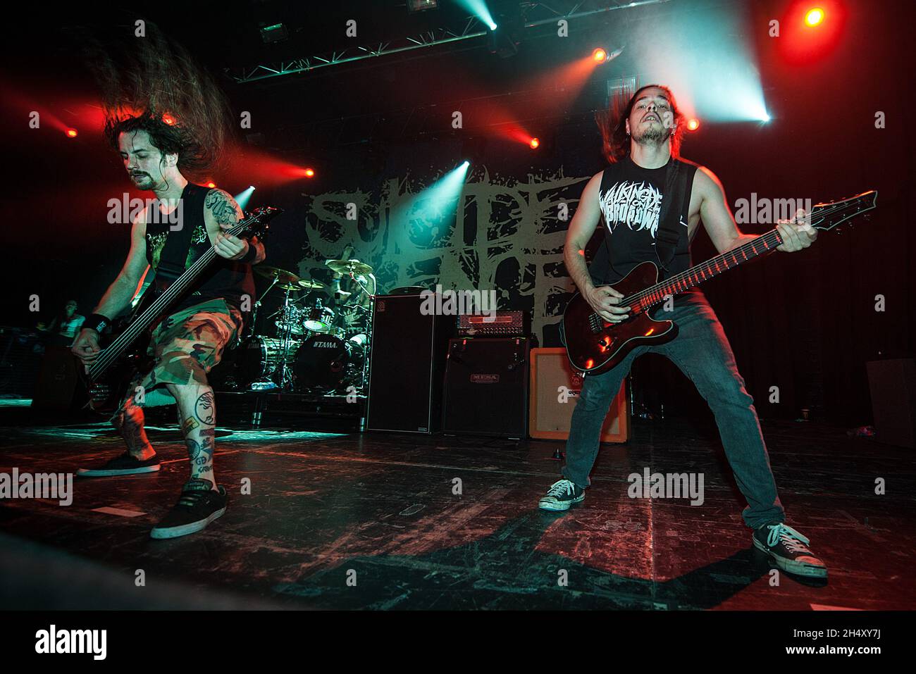 Mark Heylmun and Chris Garza of Suicide Silence performing live on ...