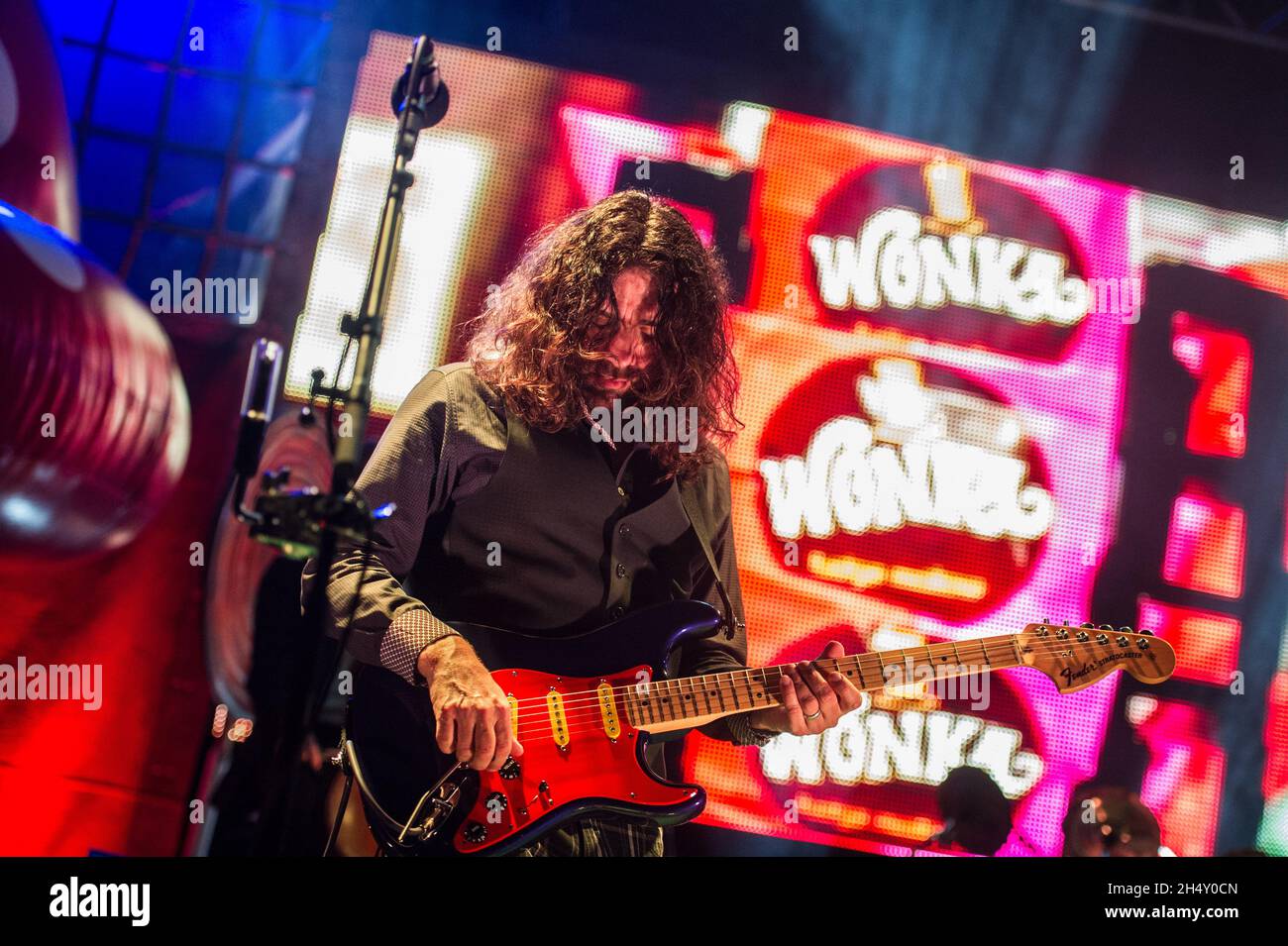 Larry LaLonde of Primus performing live at 02 Academy on June 25, 2015 ...