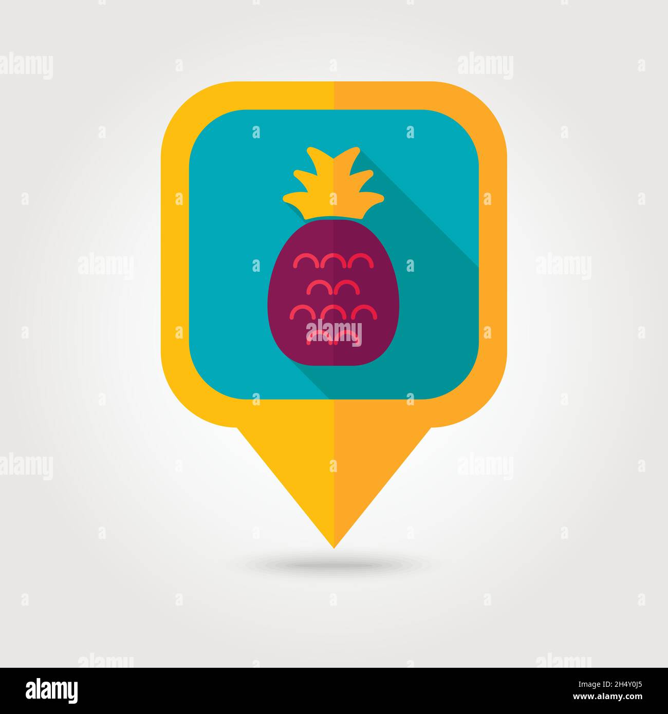 Pineapple flat vector pin map icon. Map pointer. Map markers. Tropical ...