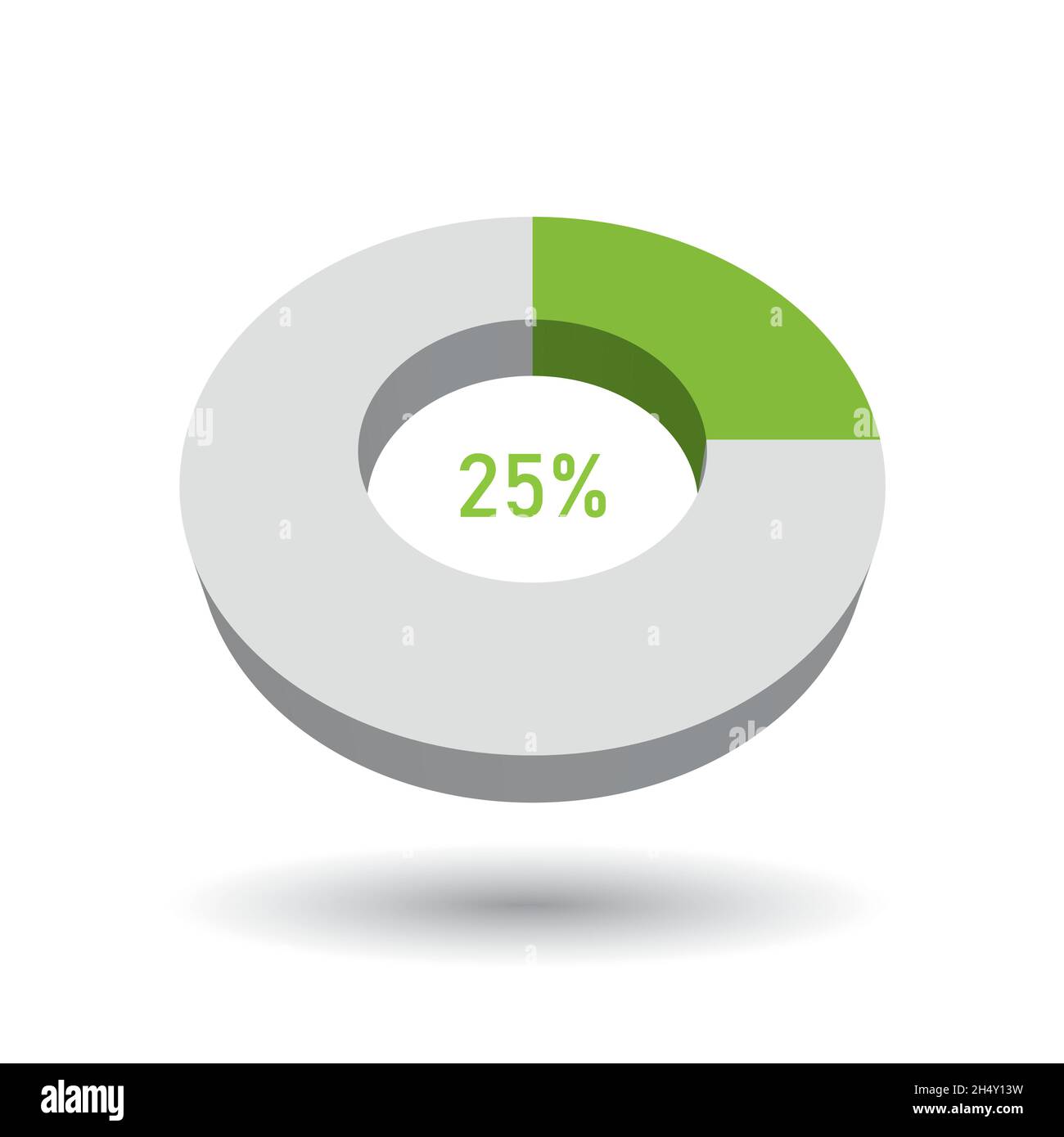 25 percent pie chart. Doughnut or donut type graph. Statistical tool ...