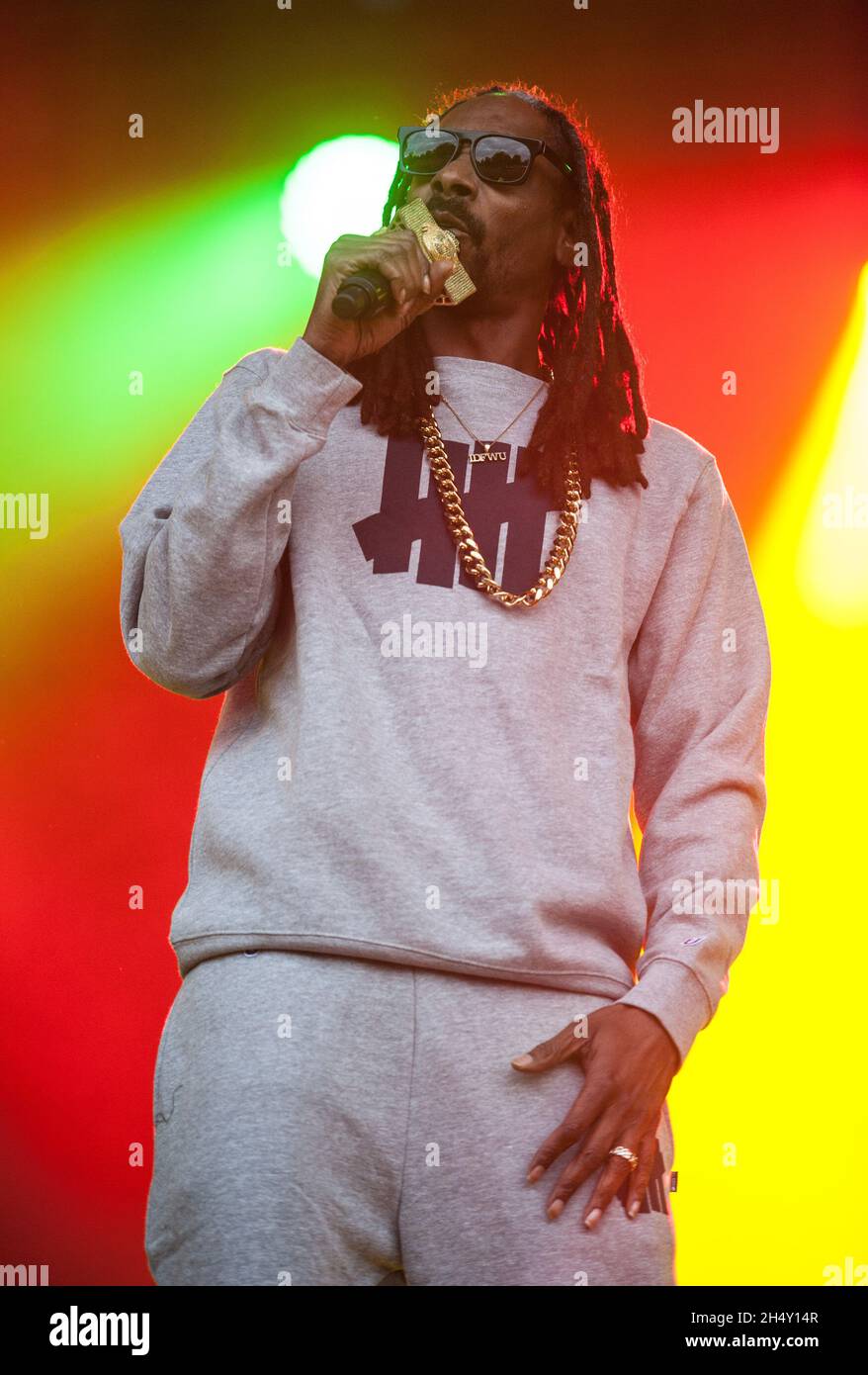 Snoop Dogg performing live on stage during Kendal Calling festival at ...