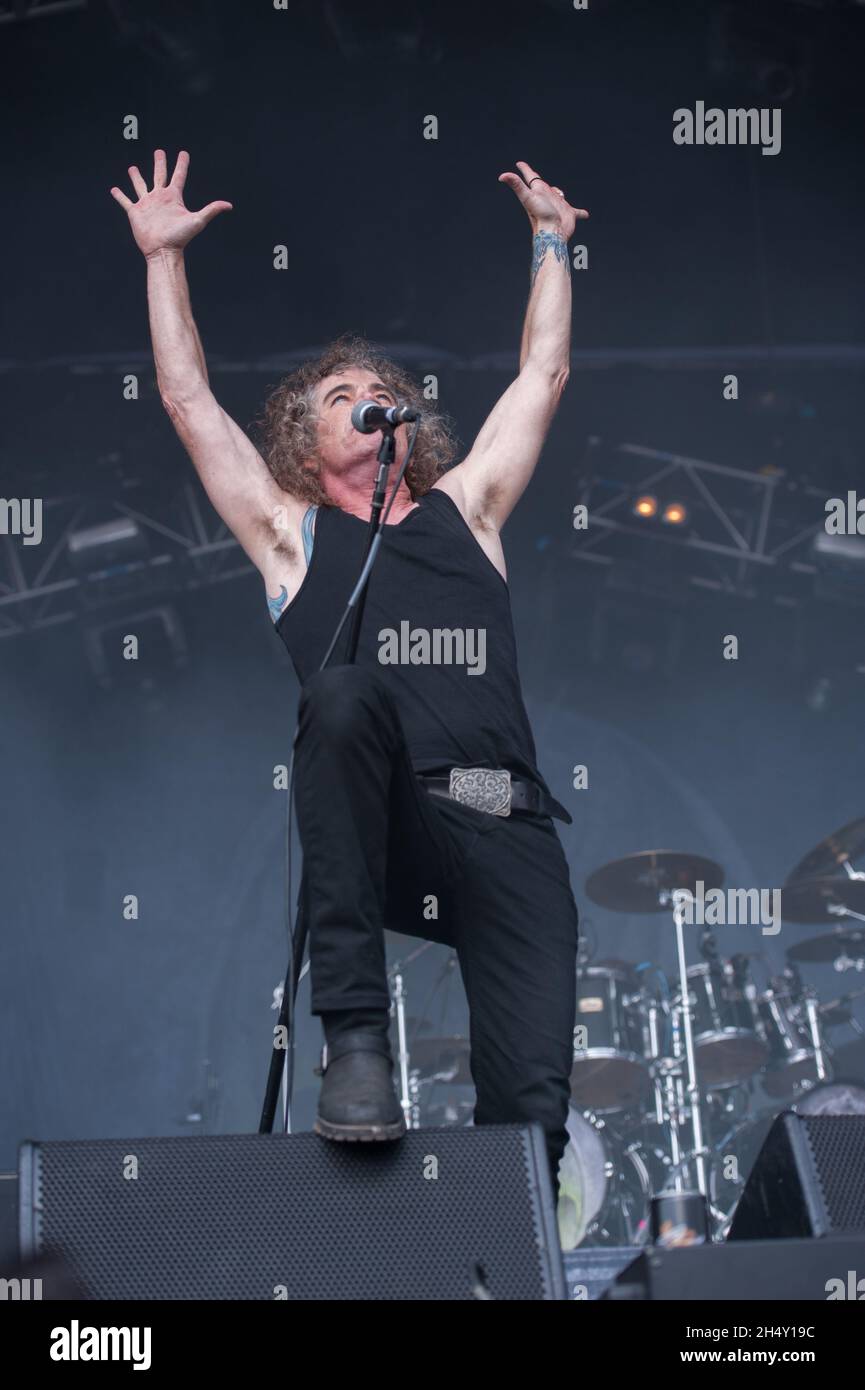 Bobby "Blitz" Ellsworth of Overkill live on stage at Bloodstock ...