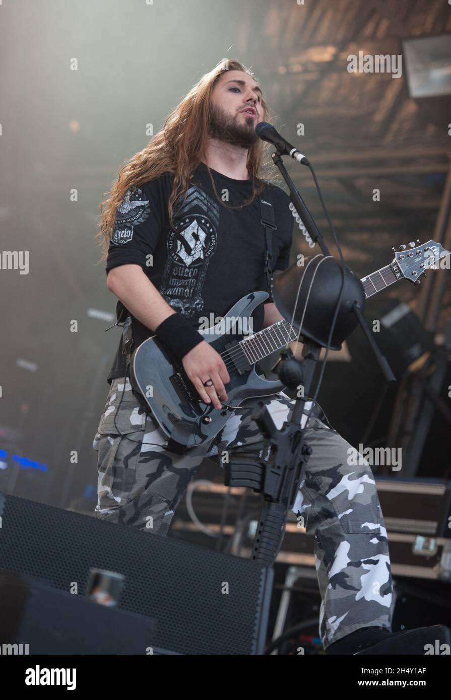 Chris RÃ¶rland of Sabaton performing live on stage during Bloodstock ...