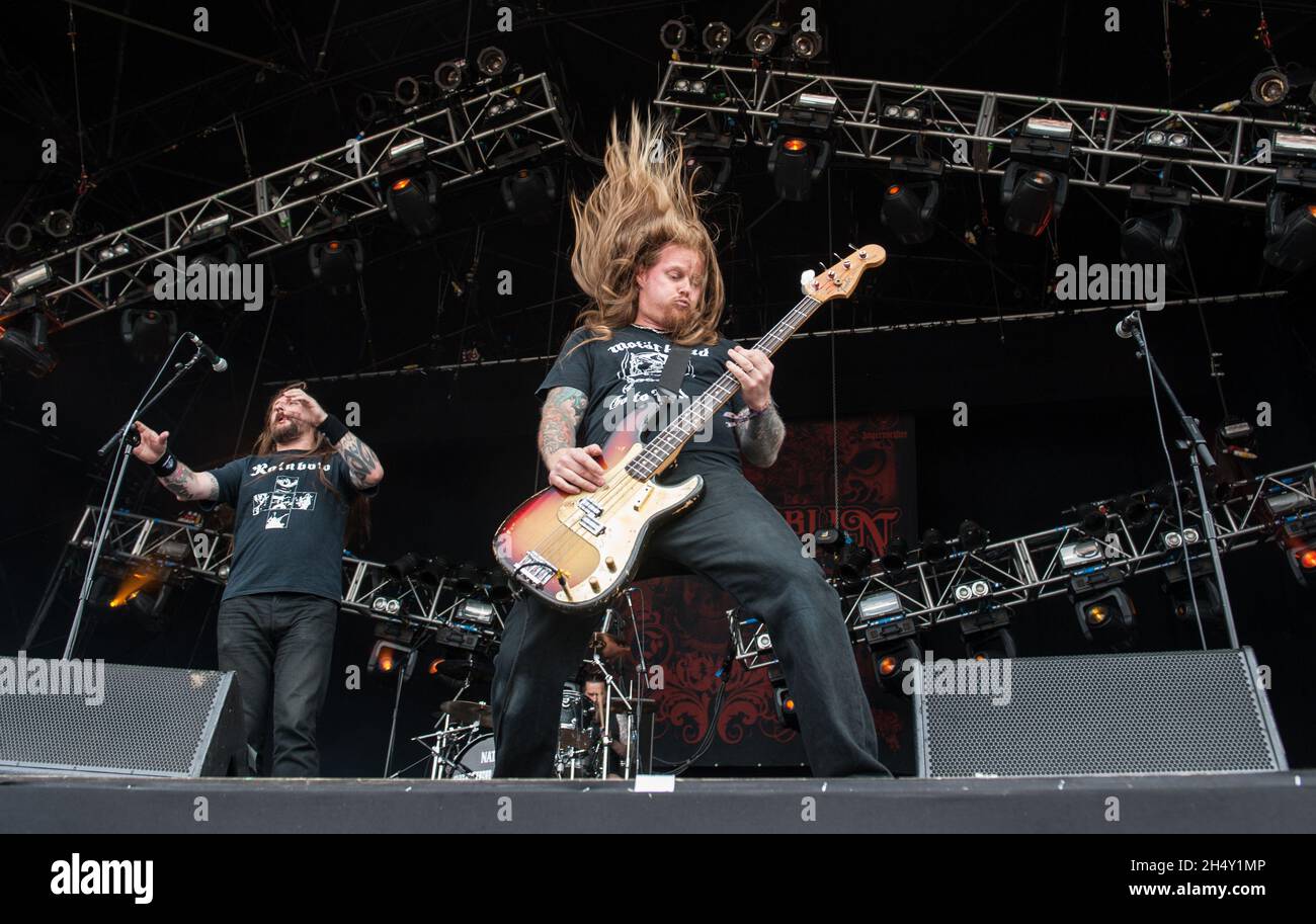 Ben Ward and Martyn Millard of Orange Goblin performing live on stage ...
