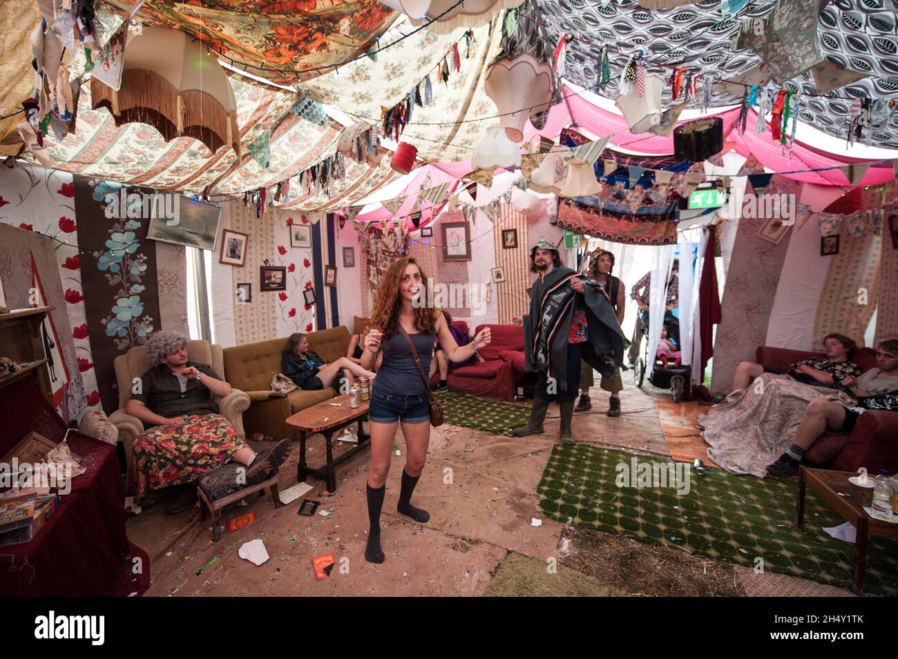 Festival goers at Boomtwon festival on 14-16 August at Metterley Estate ...