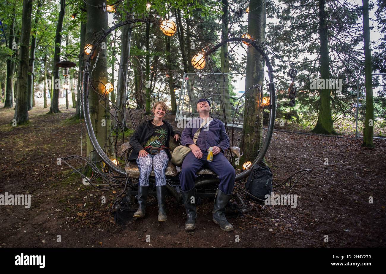 Festival goers at Boomtwon festival on 14-16 August at Metterley Estate ...
