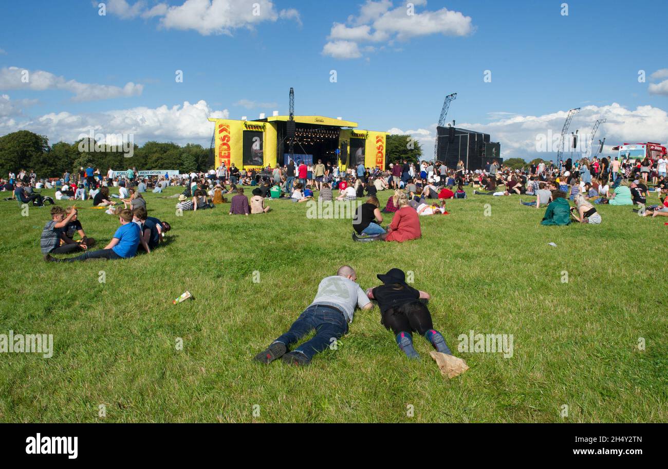 Festival goers on day 1 of Leeds Festival on August 28 2015 at Bramham ...