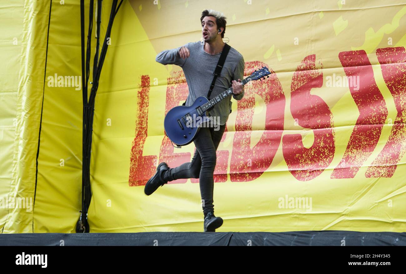 Jack Barakat of All Time Low performing live on stage on day 2 of Leeds ...