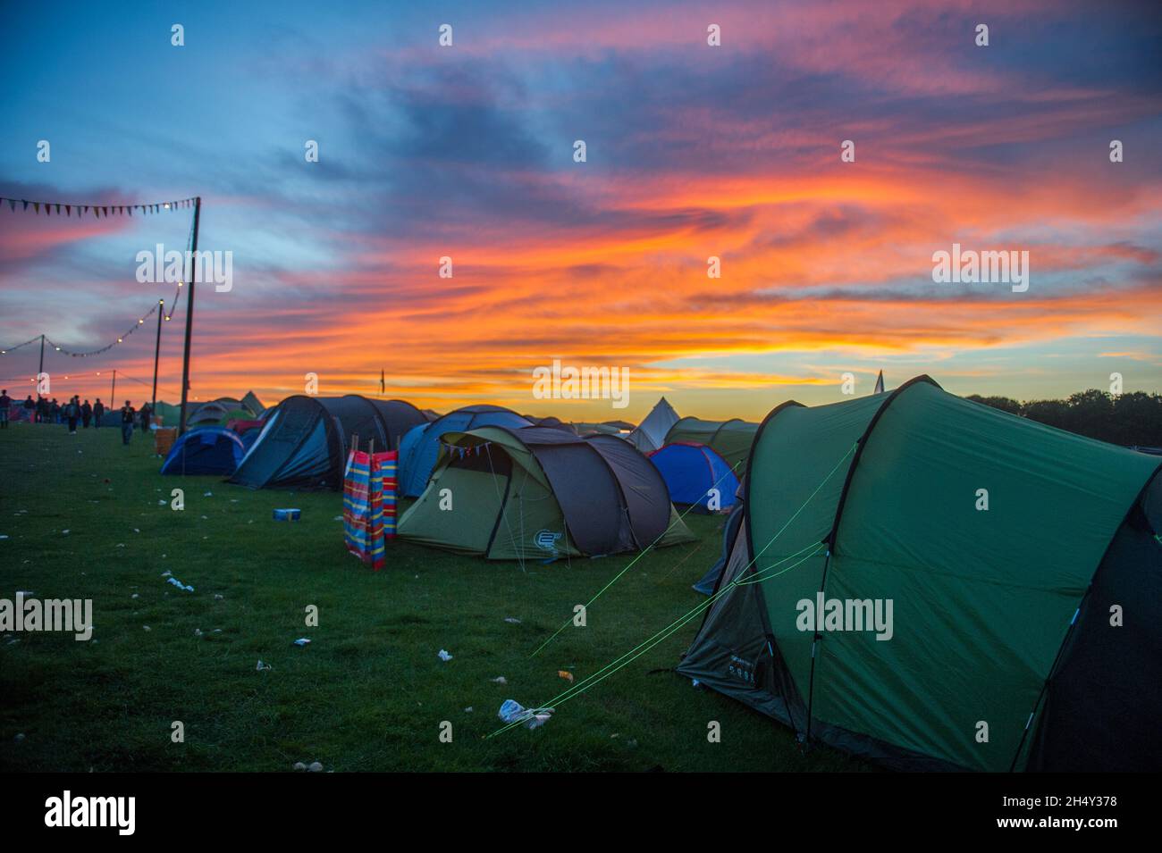 View of the camping site with the sunset sky in the background on day 2 ...