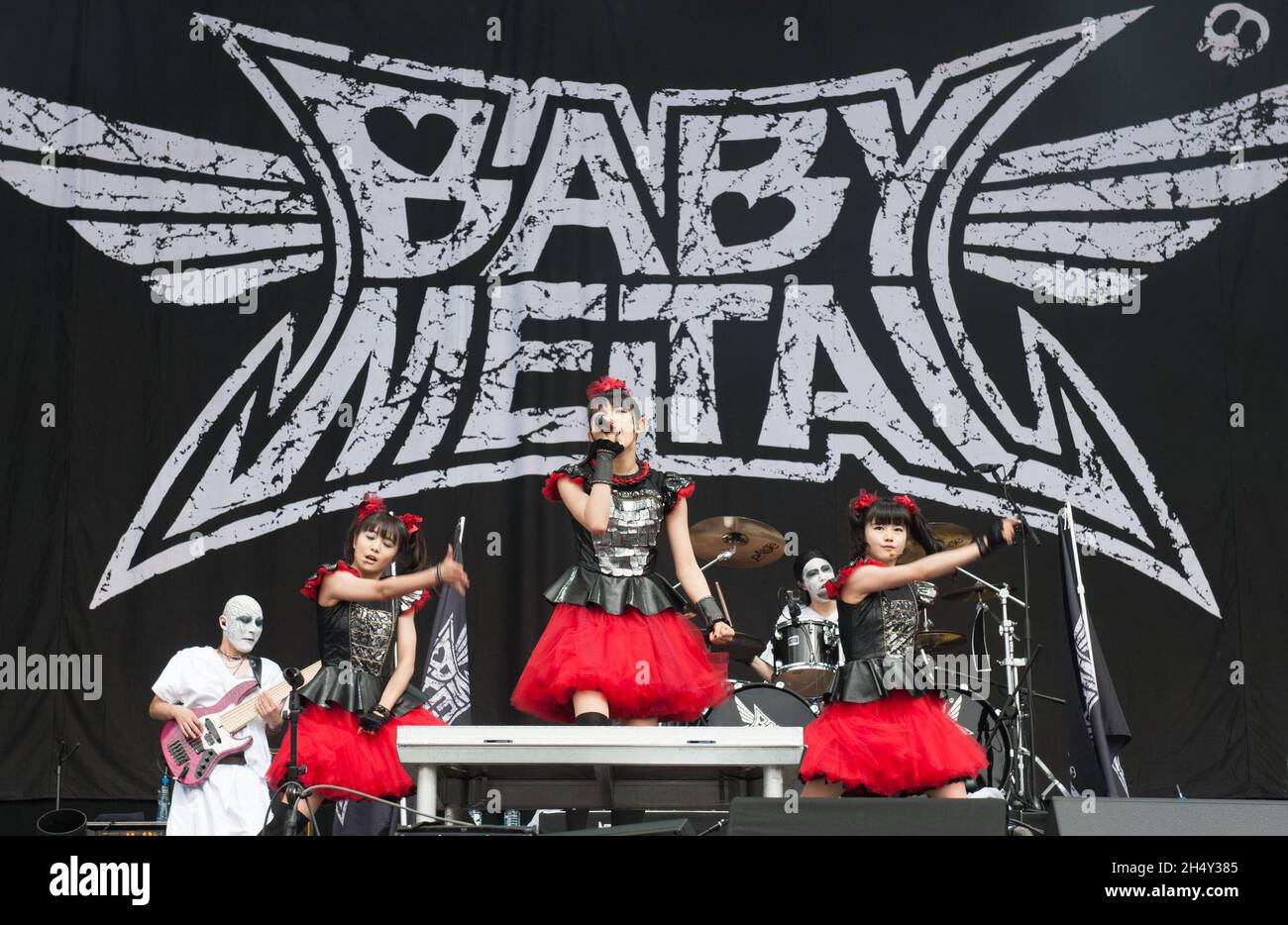 Babymetal performing live on stage on day 3 of Leeds Festival on August ...