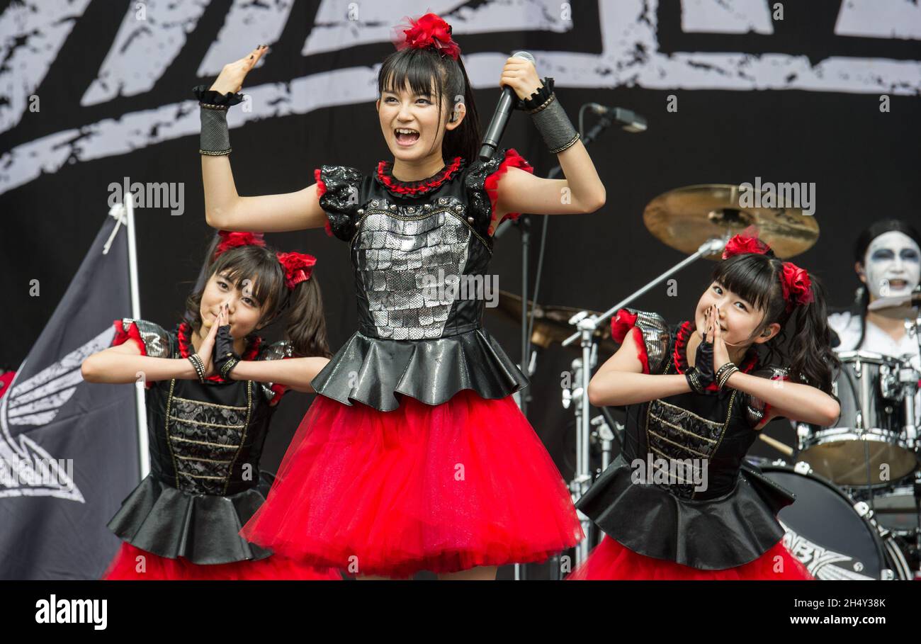 Babymetal performing live on stage on day 3 of Leeds Festival on August ...