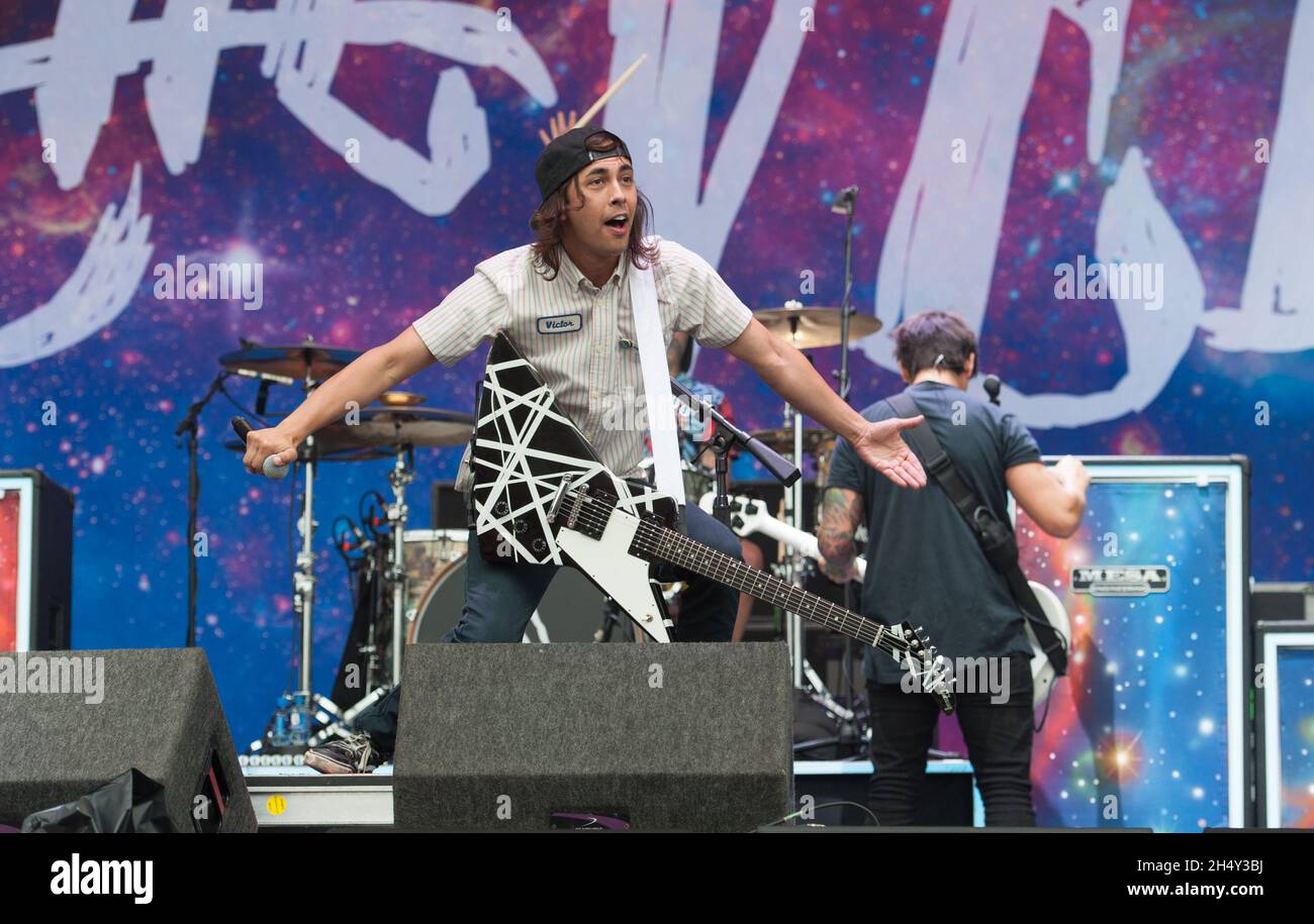Pierce the Veil performing live on stage on day 3 of Leeds Festival on ...