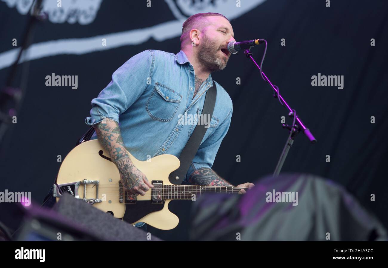 Dallas Green of Alexisonfire performing live on stage on day 3 of Leeds ...