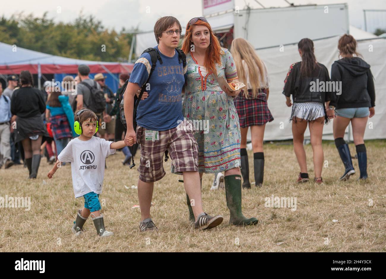 Festival goers on day 3 of Leeds Festival on August 30 2015 at Bramham ...