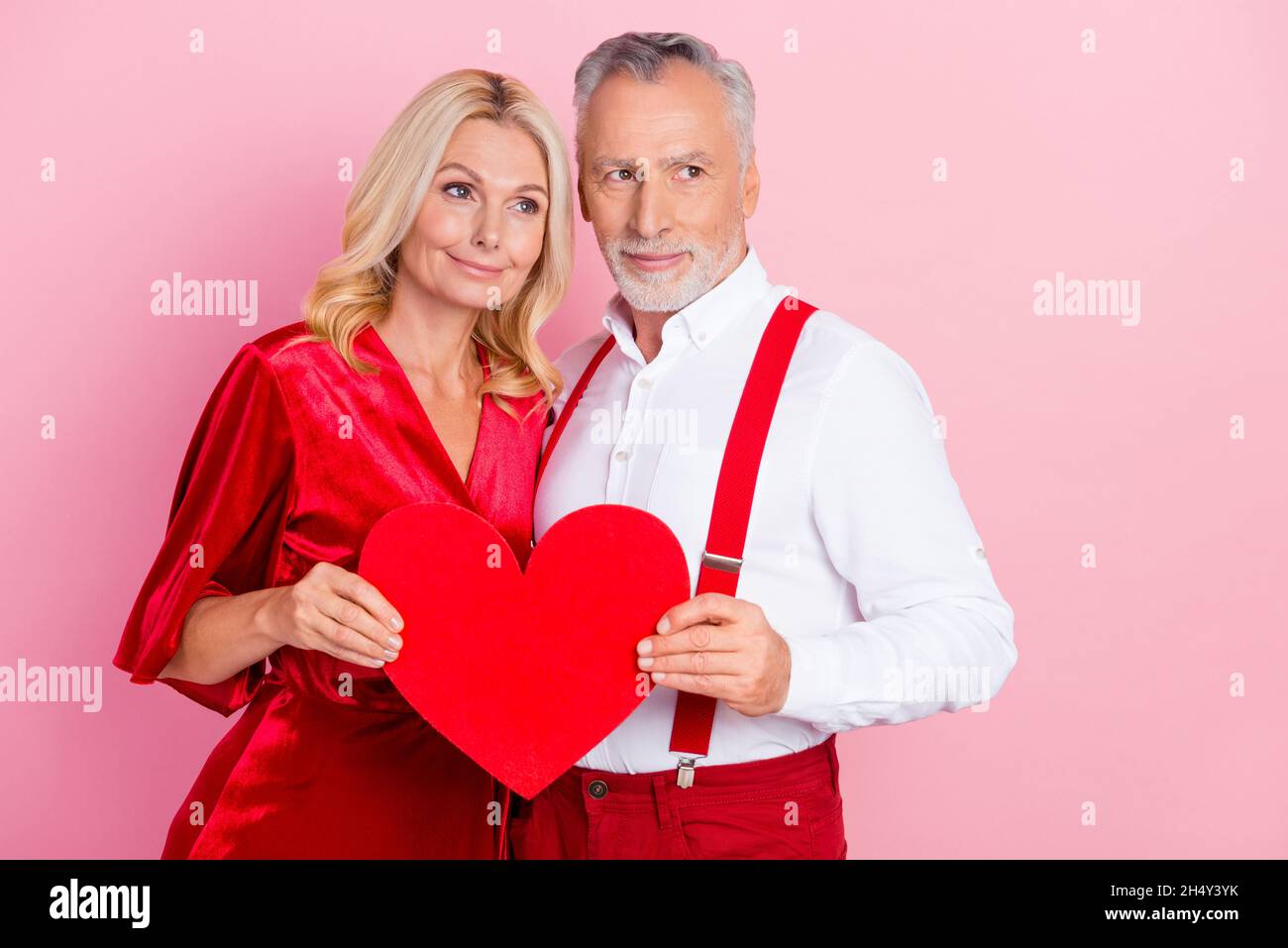 Portrait of two beautiful handsome tender cheery life partners bonding ...