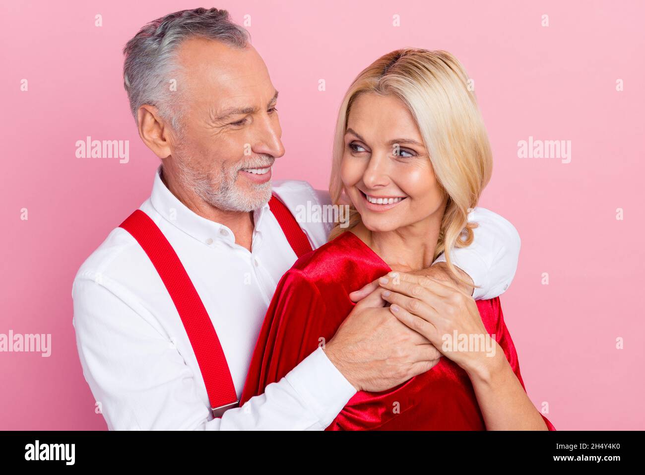 Portrait of two beautiful handsome sweet tender spouses hugging ...