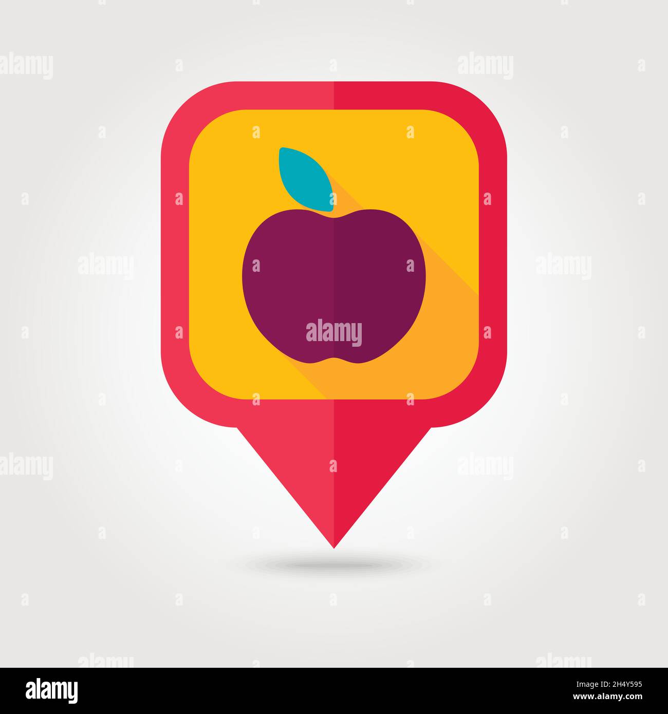 Apple flat vector pin map icon. Map pointer. Map markers. Fruit. Vector ...