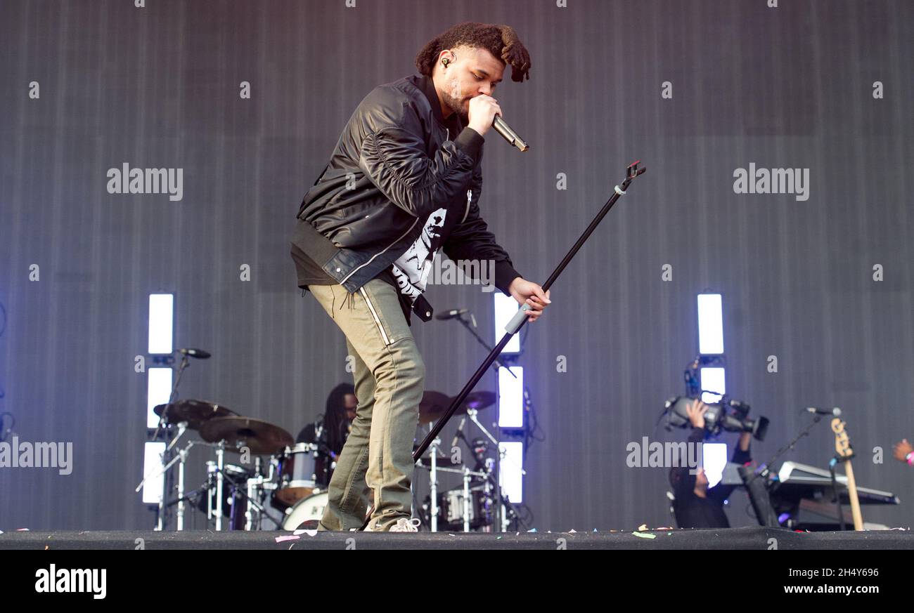 The Weeknd performing live on stage on day 2 at BBC Big Weekend on 29 ...
