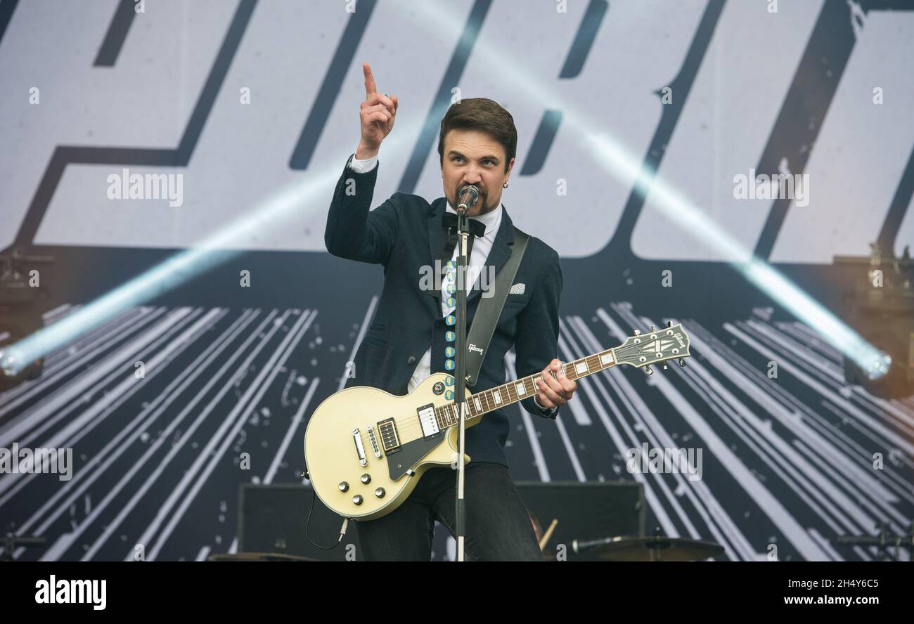 Adam Grahn of Royal Republic performing live on day 1 of Download ...