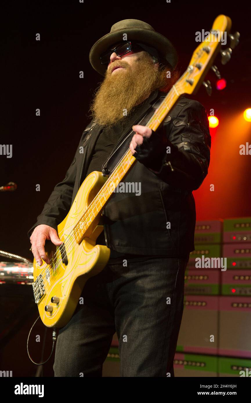 Dusty Hill of ZZ Top performing live on stage at O2 Academy on June 23 ...