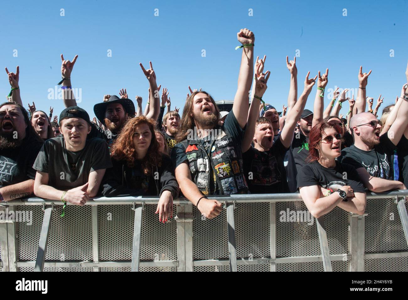 Heavy metal fans enjoying Bloodstock festival on August 12 2016 at ...
