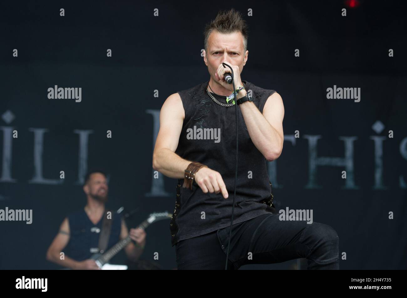 Simon Gordon of Kill II This performing live on stage at Bloodstock ...