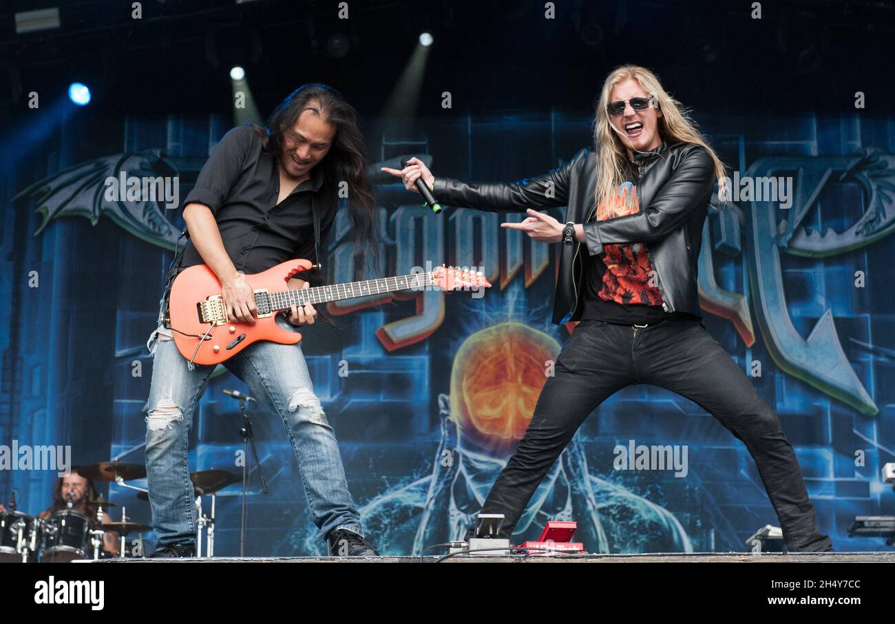 Marc Hudson and Herman Li of Dragonforce performing live on stage at ...