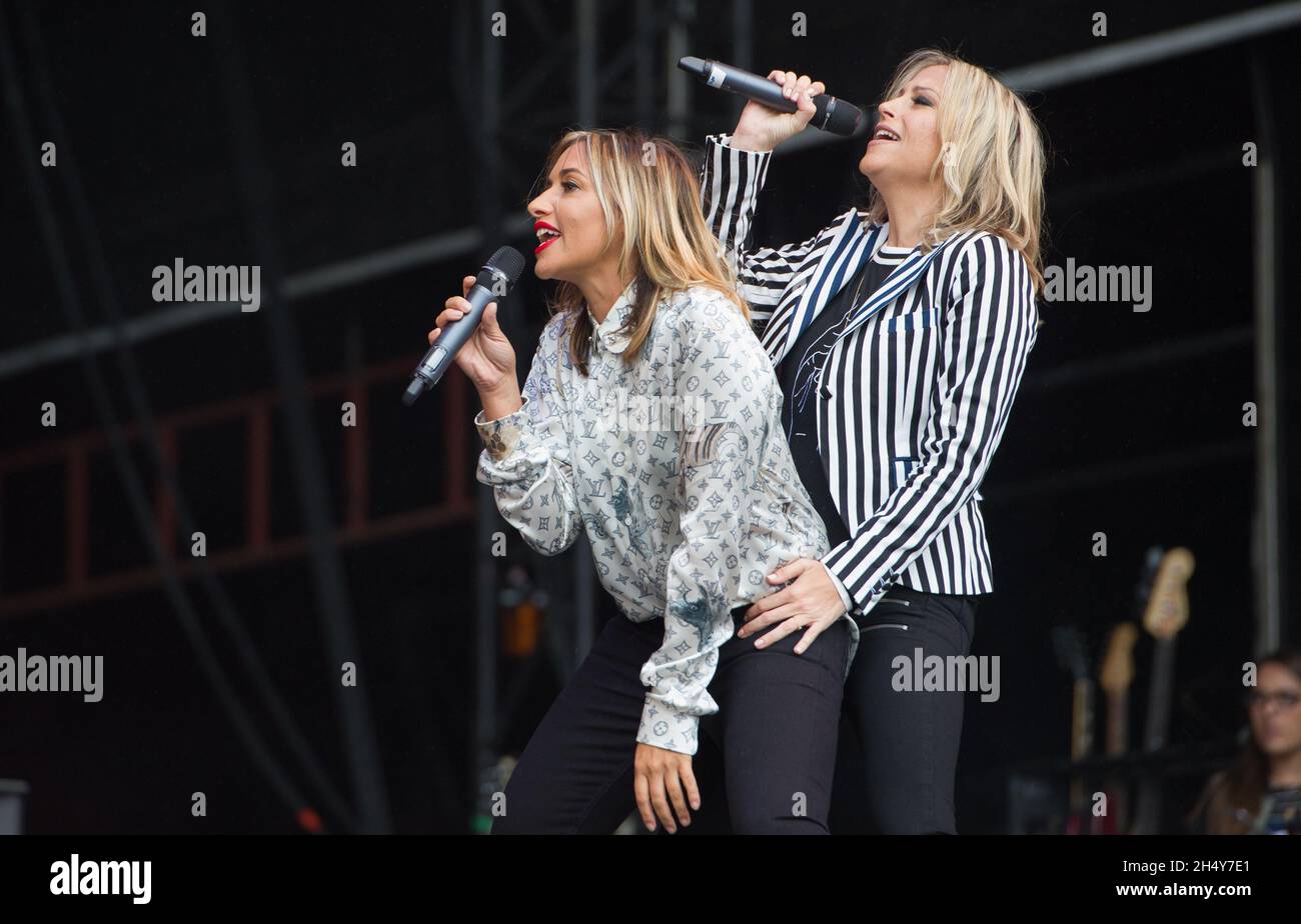 Natalie Appleton and Nicole Appleton of All Saints performing live at V ...