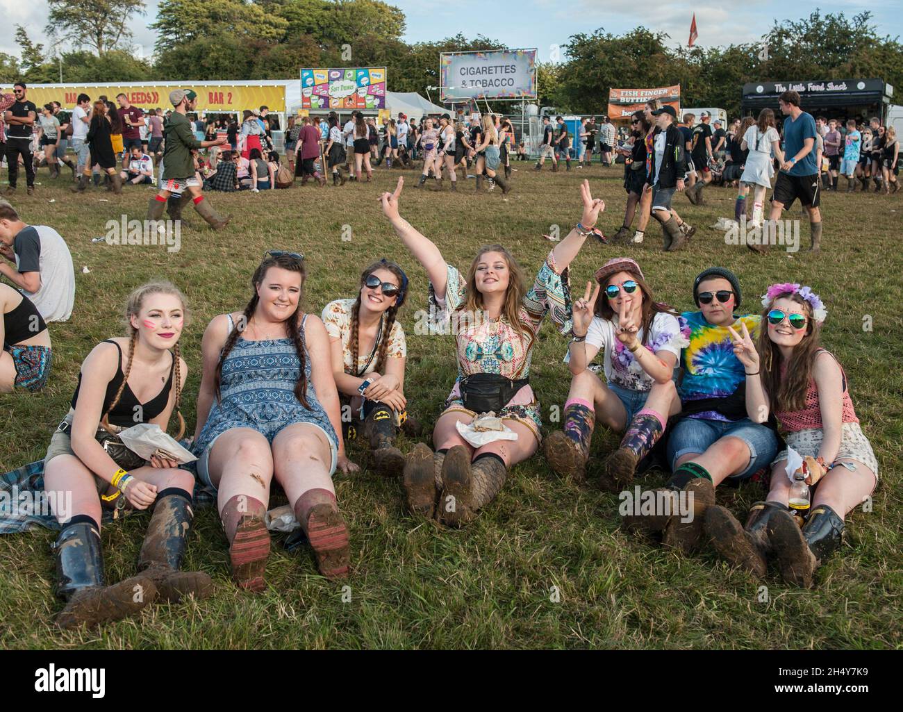 Festival goers at Leeds Festival 2016 at Bramham Park, UK. Picture date ...