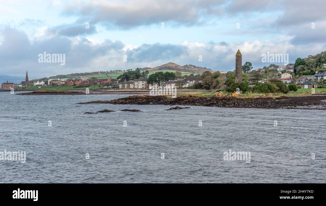 The town of Largs set on the Firth of Clyde on the West Coast of ...