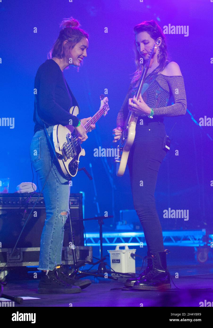 Theresa Wayman and Emily Kokal of Warpaint performing live on stage ...