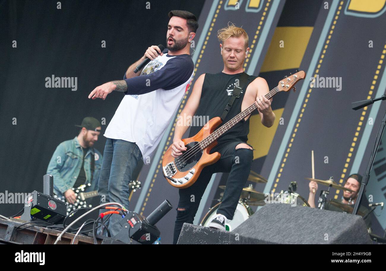 Jeremy McKinnon and Tom Denney of A Day to Remember performing live on ...