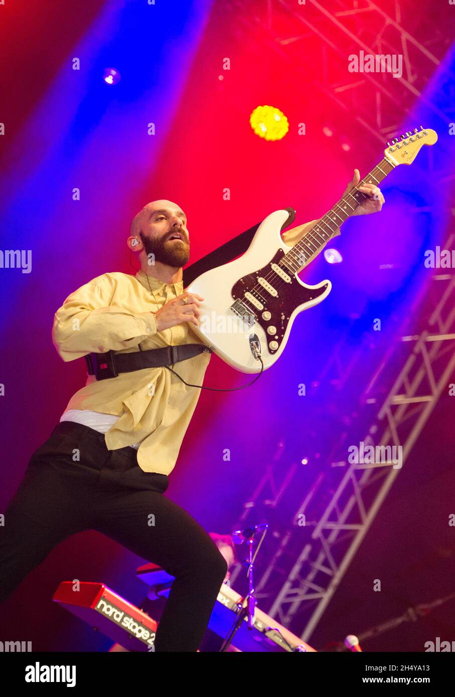 Sam Harris of X Ambassadors performing live on stage during Leeds ...